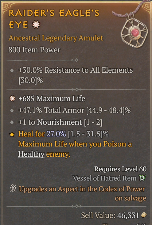 RAIDER'S EAGLE'S EYE#551491 - Diablo 4 Season 10 - Softcore ...