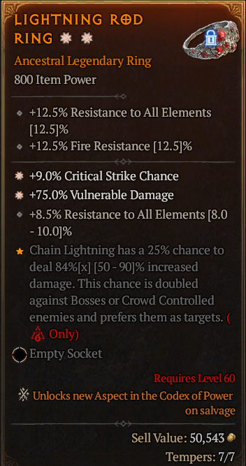 LIGHTNING ROD RING#386916 - Diablo 4 Season 9 - Softcore - susanexpress.com